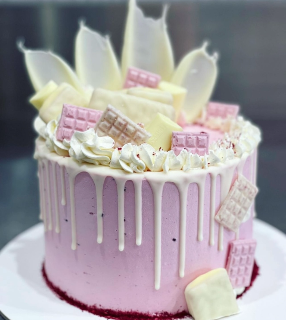 Raspberry & White Tim Tam Cake - Sugar Whipped Cakes Website