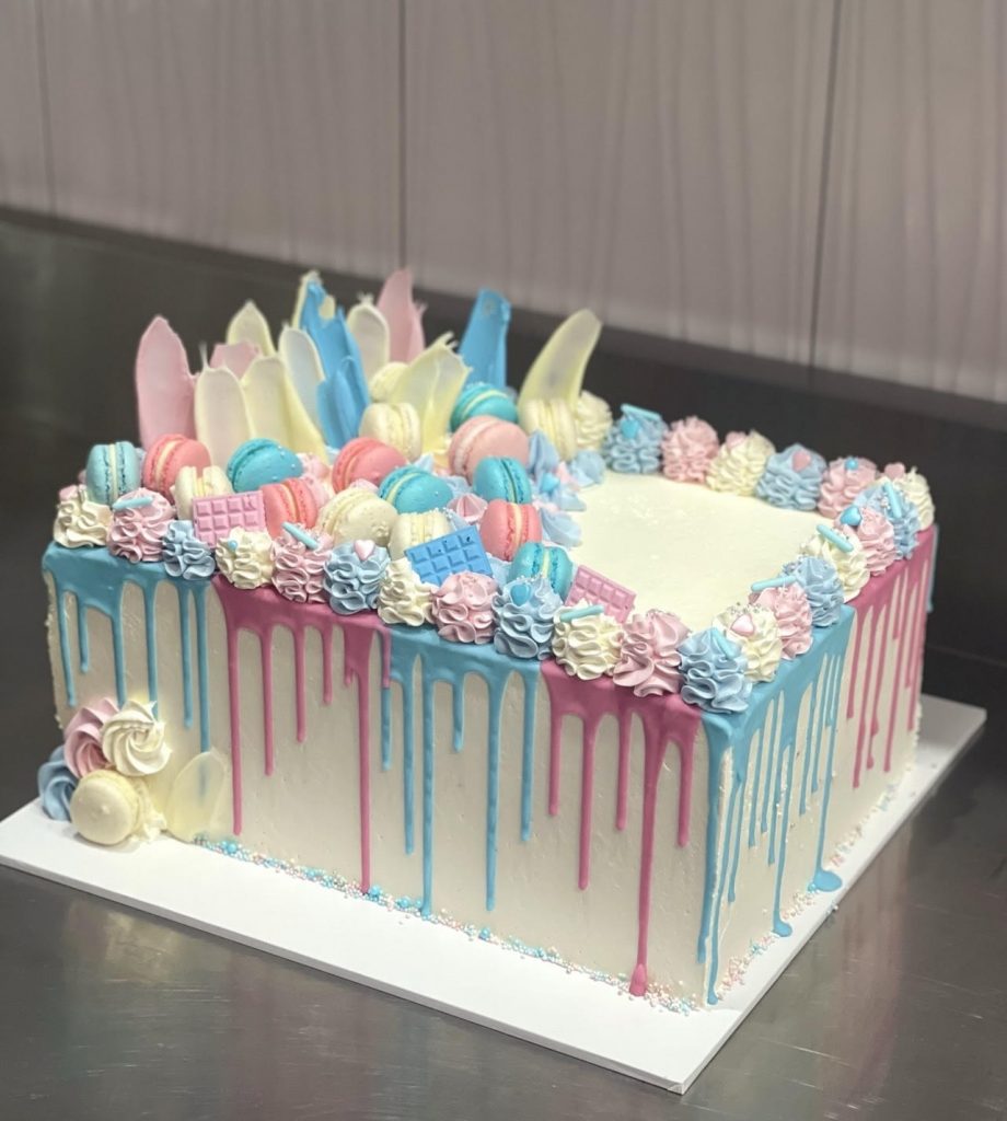 Blue and Pink Baby Slab Cake - Sugar Whipped Cakes Website