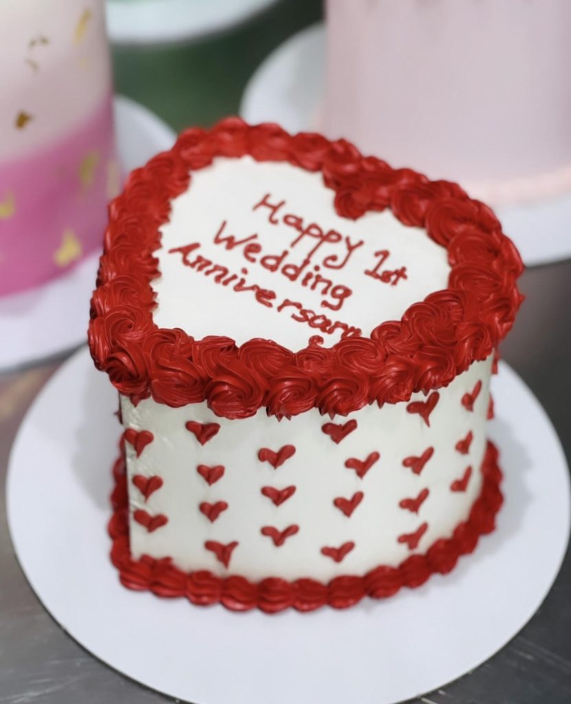 Love Hearts Red & White Cake - Sugar Whipped Cakes Website