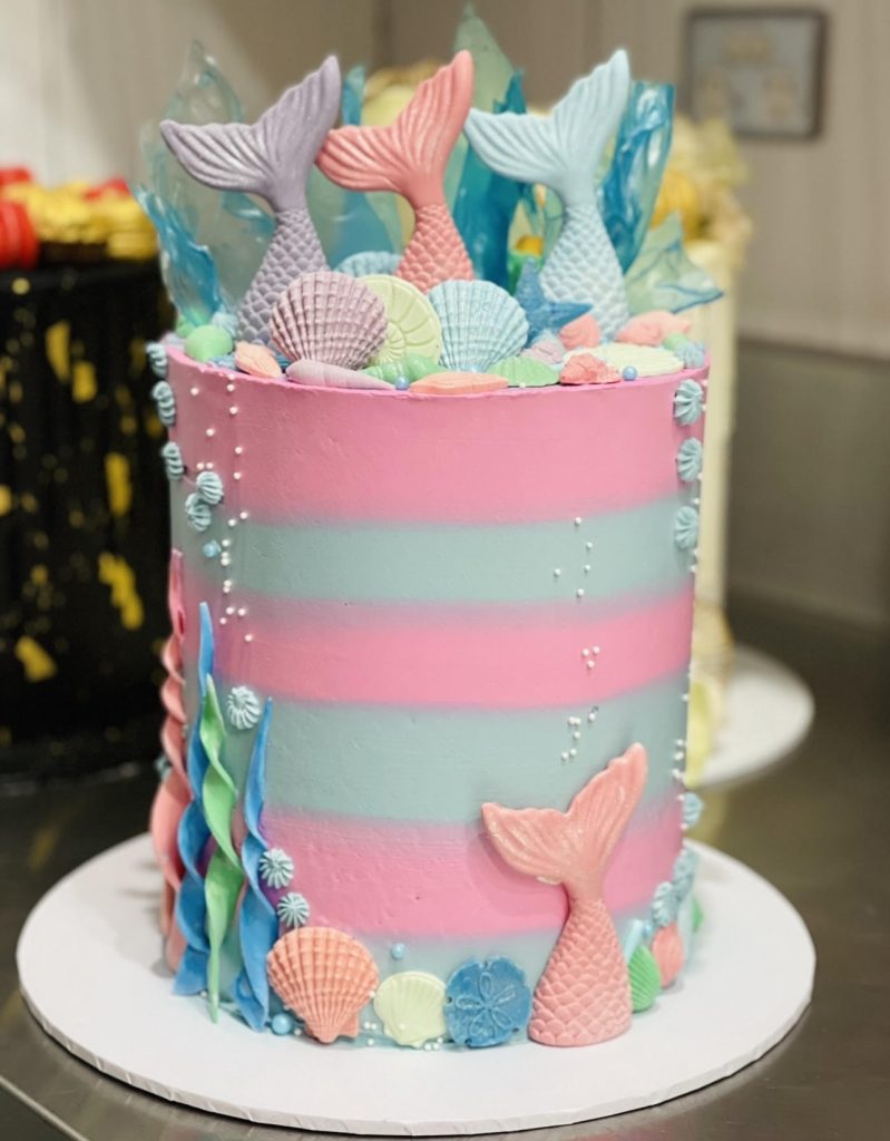 Aqua and Pink Mermaid Cake - Sugar Whipped Cakes Website