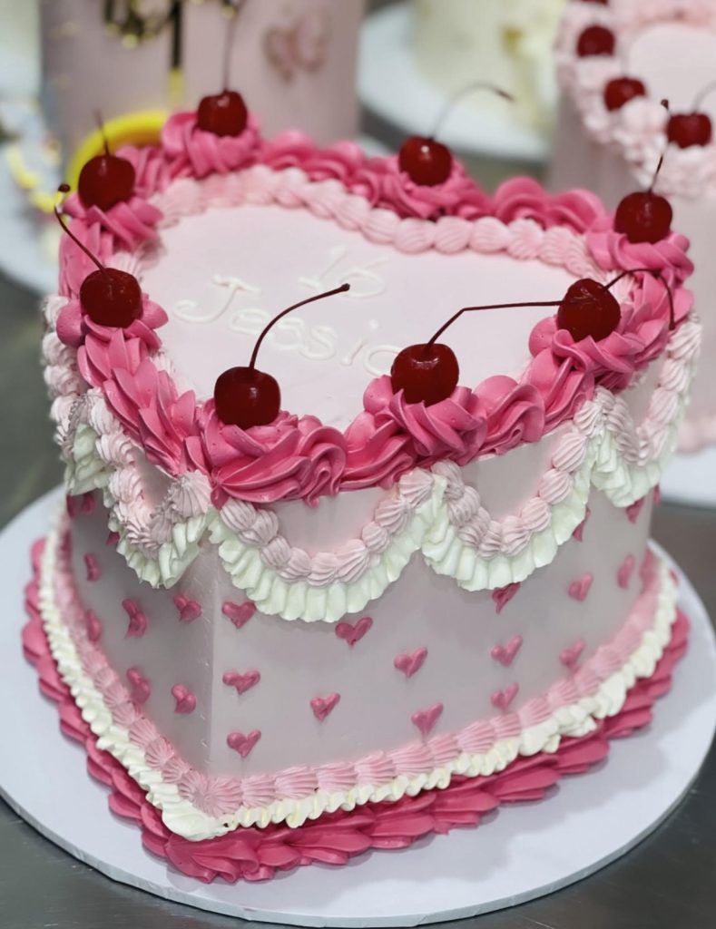 Heart Vintage & Frills Pink Cake - Sugar Whipped Cakes Website