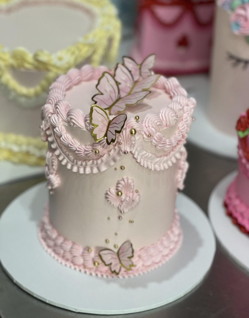 Gold & Pink Butterfly Vintage Cake - Sugar Whipped Cakes Website