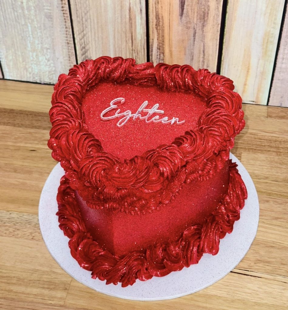A Shimmery Red Glitter Heart Cake - Sugar Whipped Cakes Website